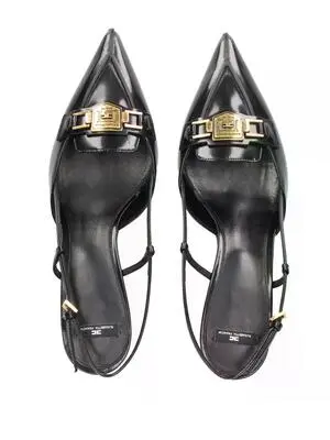 Elisabetta Franchi 60mm Leather Slingback Pumps With Gold-tone Logo Plaque