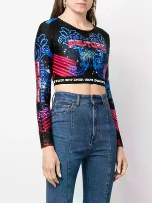 Versace Graphic Print Cropped Top
