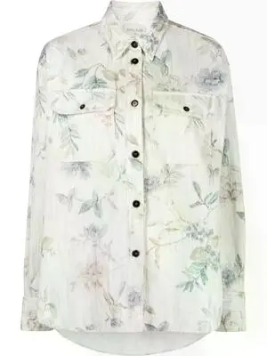 FORTE_FORTE Floral Print Cotton Shirt - Blue