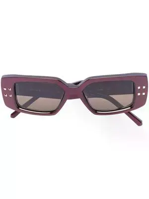 Valentino Garavani Rockstud Rectangle Frame Sunglasses - Red