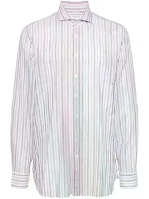 LARDINI Striped Button-up Shirt - Red