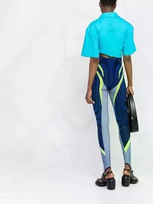 PAOLINA RUSSO Panelled Ribbed Leggings - Blue