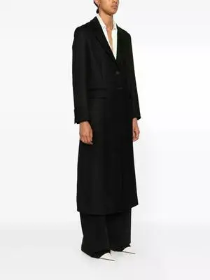 BLANCA VITA Herringbone Pattern Wool Blend Coat - Black