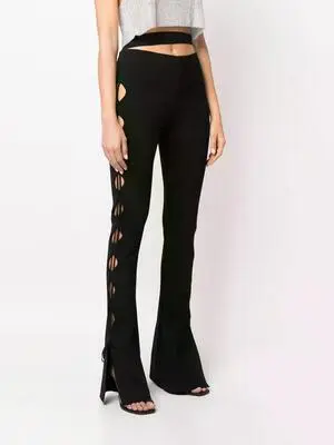 ANDREĀDAMO Cut-out Flared Trousers - Black