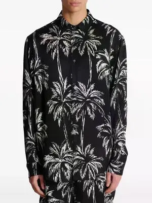 Balmain Palm Tree-print Satin Shirt