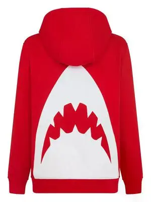 LET'S SWIM Organic Cotton Shark Print Hoodie - Red