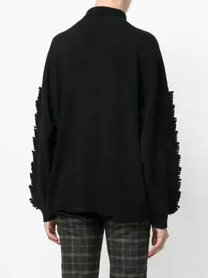BARRIE Cashmere Turtleneck Pullover With Textured Sleeves - Black