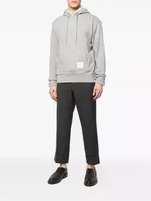Thom Browne Stripe-detail Cotton Jersey Hoodie - Grey
