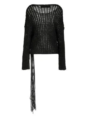 Isabel Benenato Open Knit Fringed Jumper