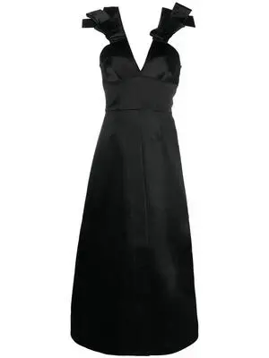 JIL SANDER Bow Detail Midi Dress - Black