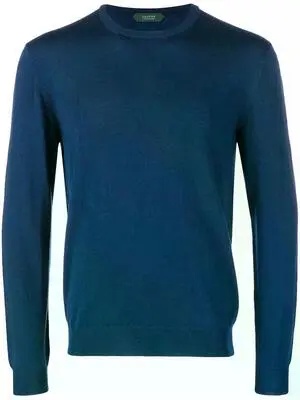 ZANONE Zanone Virgin Wool Blend Round Neck Sweater Blue