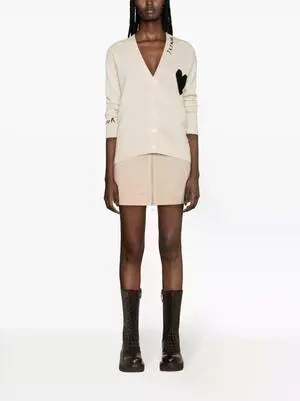 Zadig&Voltaire Heart Embroidered Cashmere Cardigan - Neutrals