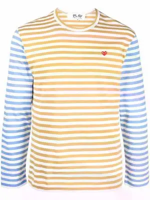 Play Comme Des Garcon Logo-embroidered Stripe-print T-shirt
