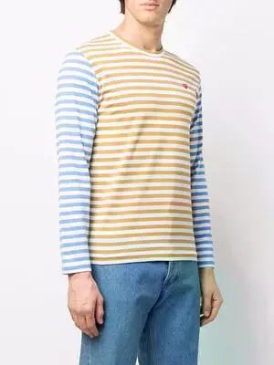 Play Comme Des Garcon Logo-embroidered Stripe-print T-shirt