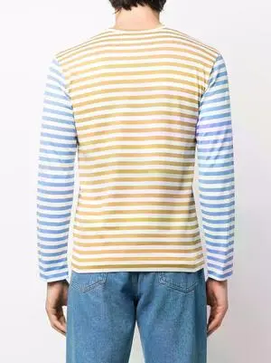 Play Comme Des Garcon Logo-embroidered Stripe-print T-shirt
