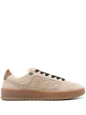 SANTHA Calf Suede Lace-up Sneakers With Perforated Toe - Brown