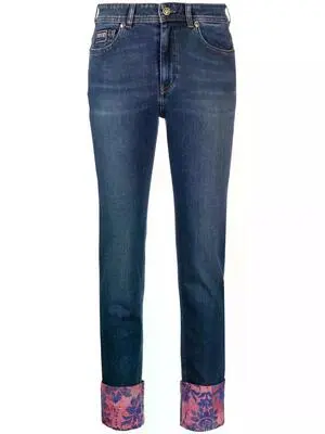 Versace Baroque-cuff Skinny Jeans