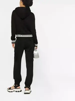Versace Logo Embroidered Zip-up Hoodie