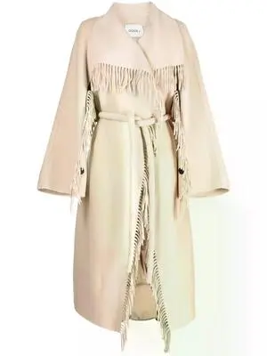 Goen.j Double-faced Fringed Wool Blend Coat - Brown