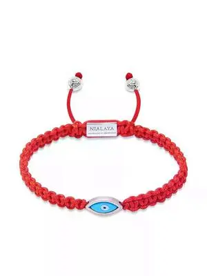 NIALAYA JEWELRY Sterling Silver Turquoise Stone Evil Eye Bracelet - Red
