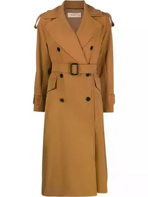 BLANCA VITA Double-breasted Belted Coat - Brown