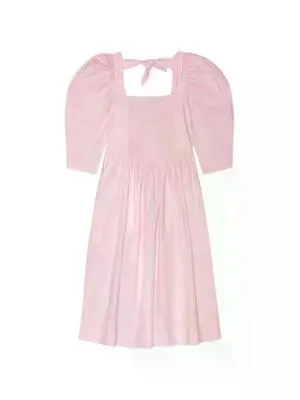 GANNI Ruched Ribbon-back Dress - Pink