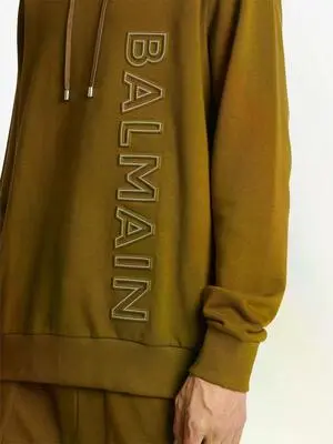 Balmain Logo-embossed Organic Cotton Hoodie