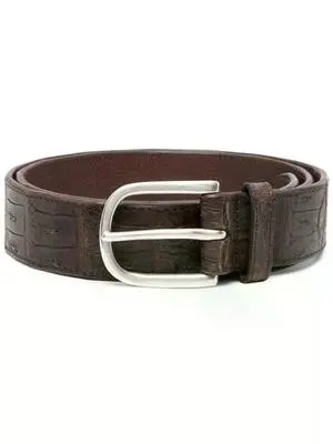 Orciani Embossed Leather Belt - Brown
