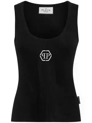 Philipp Plein Ribbed Cotton Tank Top - Black