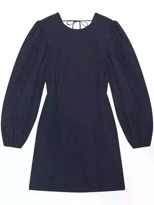 GANNI Long-sleeved Open-back Mini Dress - Blue
