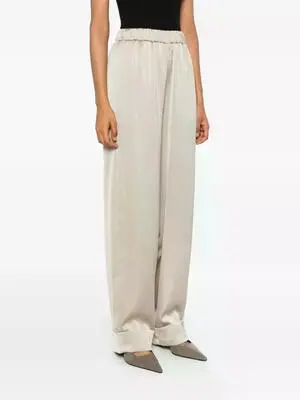 BLANCA VITA Satin Trousers - Neutrals