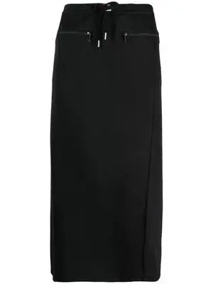 COURREGES Technical Jersey Midi Skirt With Logo Patch