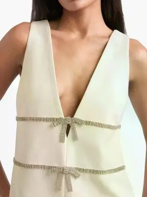 Cinq À Sept Sleeveless Embellished Bow Dress - Neutrals