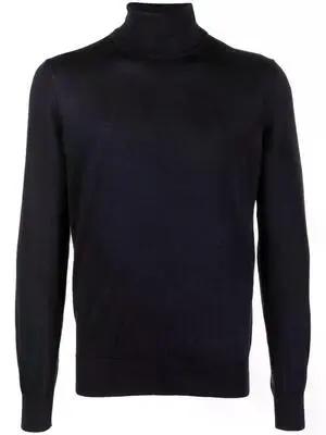 Zegna Navy Cashmere-silk Blend Roll Neck Jumper - Blue