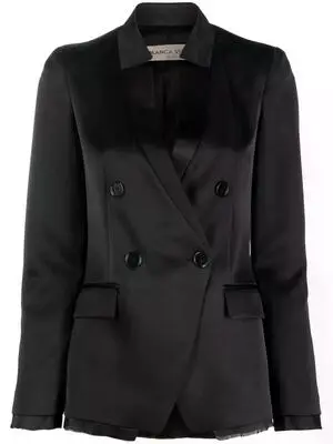 BLANCA VITA Double-breasted Blazer With Notched Lapel - Black