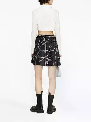 Versace Chain-link Print Pleated Jacquard Mini Skirt