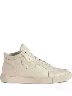 Zadig&Voltaire Fly On Leather High Top Sneakers - Neutrals