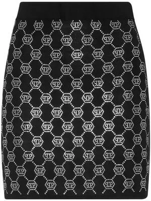 Philipp Plein Monogram Knitted Mini Skirt - Black