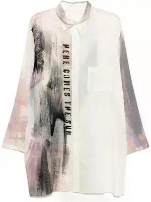 Yohji Yamamoto Abstract Print Oversized Shirt