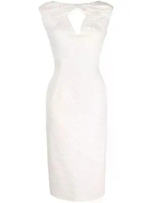 SAIID KOBEISY Sequined Tweed Midi Dress - White