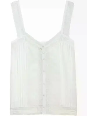 Zadig&Voltaire Celite Lace Trimmed Tank Top - White