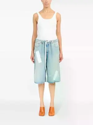 MAISON MARGIELA Logo Patch Denim Shorts - Blue