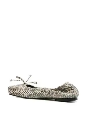 Jacquemus Ballet Flats With Snakeskin Print And Bow Detailing