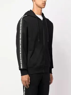 Versace Logo Tape Zip-up Hooded Jacket