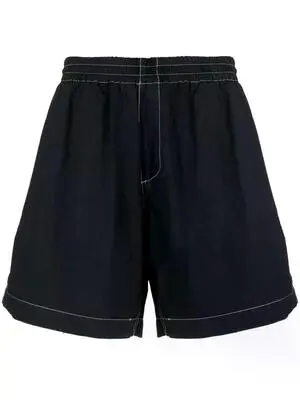 Sunnei Contrast Stitch Cotton Shorts - Black