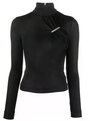 1017 Alyx 9sm Gathered Detail High Neck Top - Black