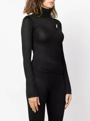 1017 Alyx 9sm Gathered Detail High Neck Top - Black
