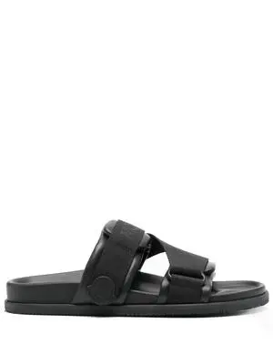 Moncler Summer Sandals With Touch-strap Fastening - Black