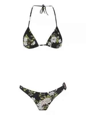TOM FORD Floral Print Triangle Bikini - Black