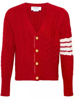 Thom Browne Cable-knit Cashmere Cardigan - Red